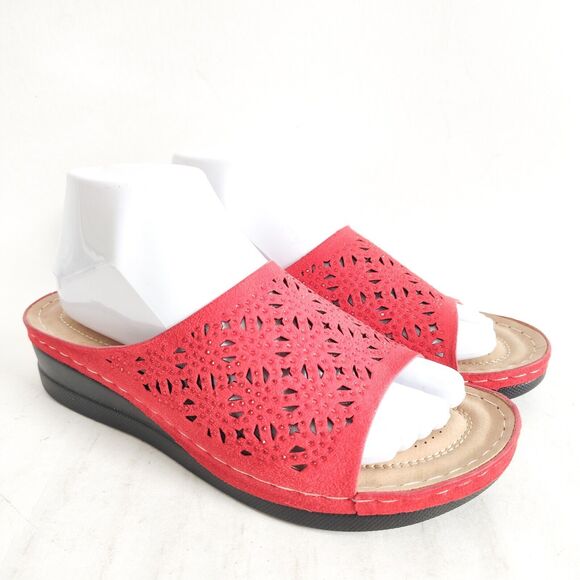 Atalina | Shoes | Atalina Ladies Red Cut Out Rhinestone Accented Mule ...